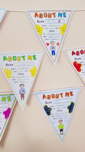 ABOUT ME pennant for kids classroom. BACK TO SCHOOL ! by Chubby Sheets