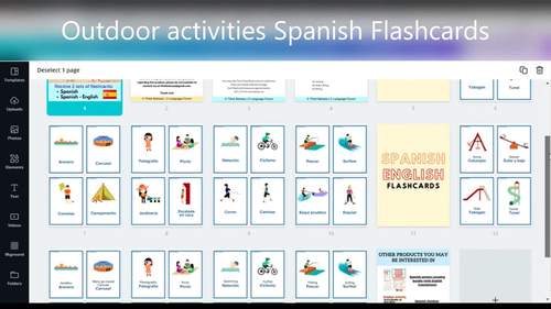 Outdoor Activity English Spanish flashcards Actividades al aire libre