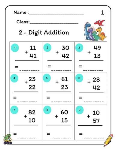 2 Digit Addition worksheets with answer by Sompornu | TPT