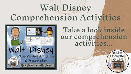 Walt Disney Close Reading Passage & Comprehension Activities | 3rd–4th ...