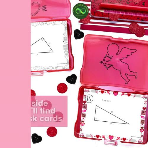 Valentine Task Cards - Right Triangle Trig Ratios (SOH-CAH-TOA) - NO PREP