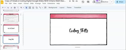 Grade 6 NEW Ontario Math Coding Digital Google Slides by Stacey's Circle