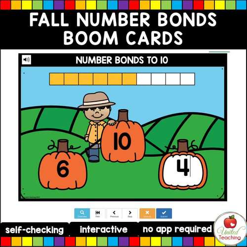 Fall Number Bond Boom Cards (Pumpkins) by United Teaching | TpT