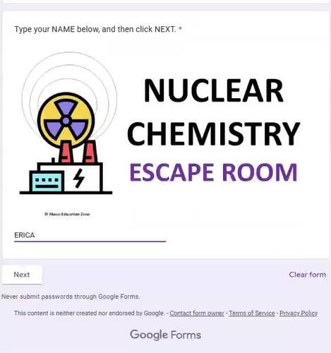 Nuclear Chemistry Escape Room | Radioactivity, Half-Life, Fission, Fusion