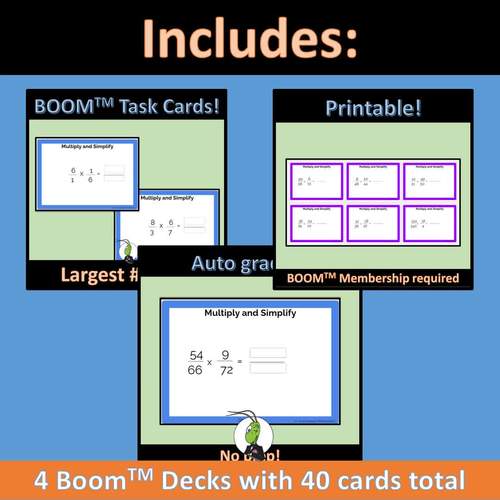 Multiplying Fractions Digital Task Cards Bundle BOOM™ | TPT
