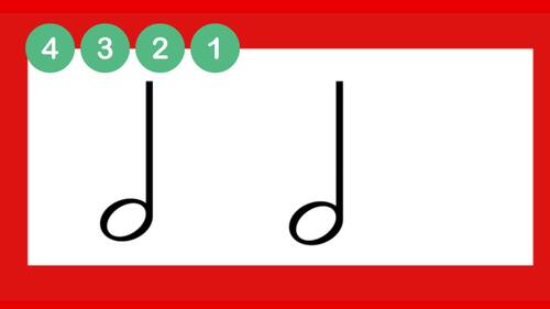 MUSIC Play along rhythm video. intro to minim - level 4 red. | TPT