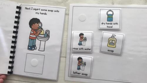 Washing Hands Life Skills Adapted Book Sequencing by Teaching Autism