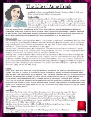 Anne Frank Biography Reading Comprehension Worksheets by Metacognitive ...