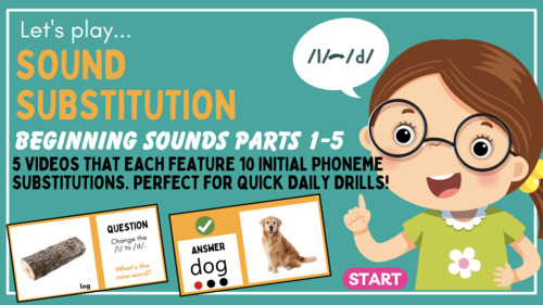 Phoneme Substitution Videos Beginning Sounds by Captain Kindergarten