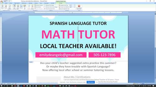 Tutor Flyer Template - Editable ** NEW ** Google Slides | TPT