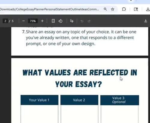 College Essay Planner, Personal Statement Outline, Ideas, Common App Essay