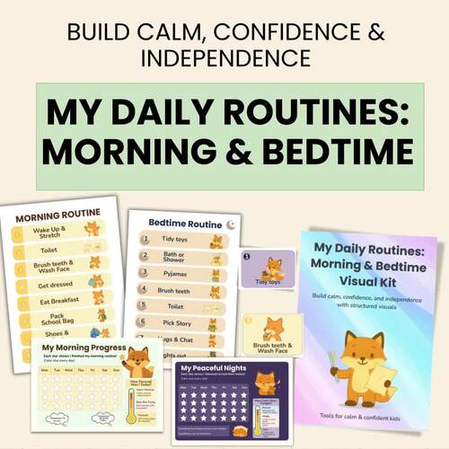 Morning & Bedtime Visual Schedule for Kids| Routine for Kids | TPT