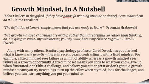COMPLETE TEACHER Lesson 84 - Growth Mindset, In A Nutshell | TPT