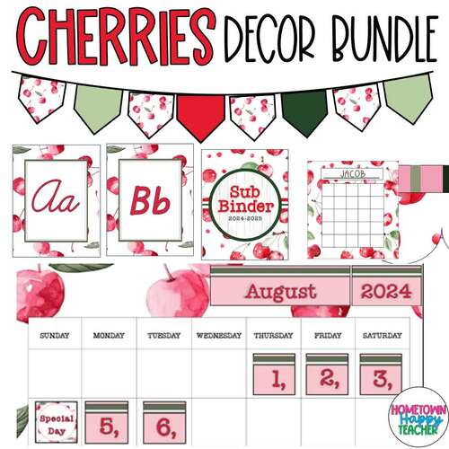 Cherry Classroom Decor Bundle | Editable & Printable Cherries Theme ...