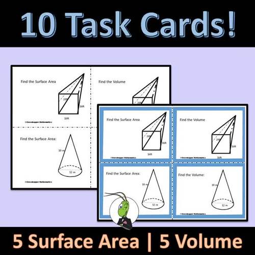 Surface Area and Volume of Cones and Pyramids Task Cards for Geometry