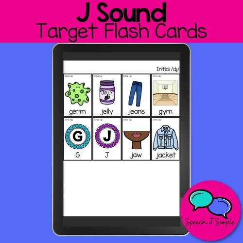 J Sound Articulation Target Cards - Artic - Apraxia - Phonology ...