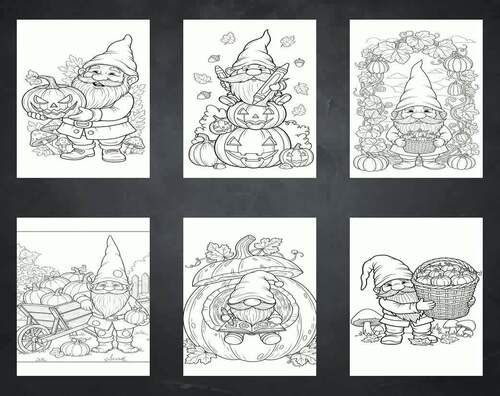 Pumpkin Patch Gnomes Coloring Pages | Cute Fall & Halloween Activity