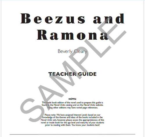 Beezus and Ramona Novel Units® Teacher Guide Novel Study | TPT