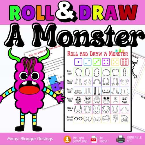 Roll and Draw a Monster: A Creative Dice Game for Kids Create a Monster ...