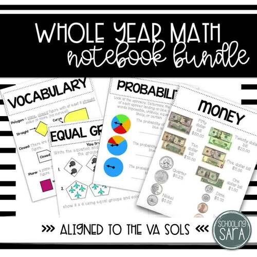 Whole Year 3rd Grade Math Interactive Notes | 2023 VA SOL Aligned