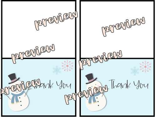 Christmas Thank You Cards - Winter Holiday Theme by Anh Huynh | TPT