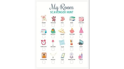 My Room Scavenger Hunt Printable PDF by Mom Money Map | TPT