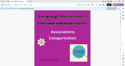 Associations and Categories: Classroom Practice and Home Practice LI3