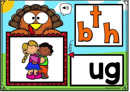 Thanksgiving Onset Rimes - Beginning Sounds Phonics with Boom Cards