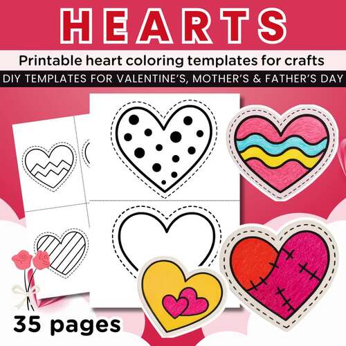 Heart Coloring Templates for Crafts & Bulletin Boards, Valentine’s ...