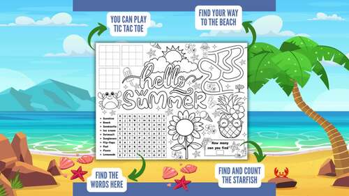 Summer Activity Placemat - 5 pages! by Teacher Kasie | TPT