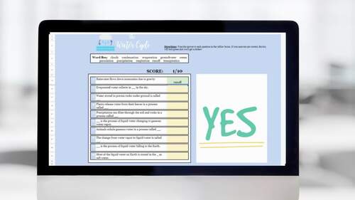 Water Cycle Self Checking Worksheet by JayZee | TPT
