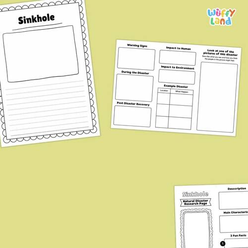 Sinkhole Natural Disaster Research Project | Earth Science Worksheets ...