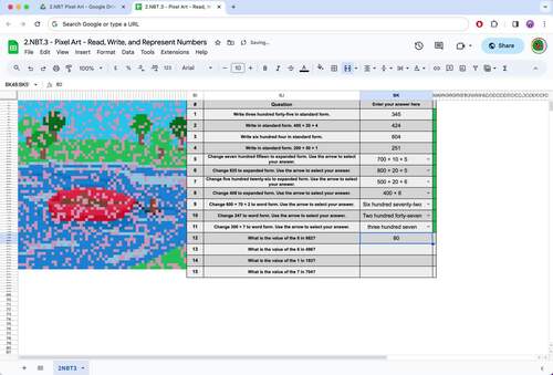 2nd Grade Math Review Pixel Art Activities Place Value, Addition ...