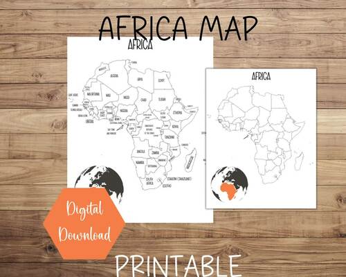 Map of Africa | Printable | Instant Download | PDF by The Little School ...
