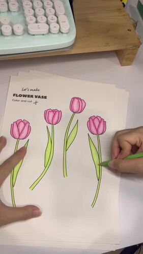 Mother's Day Flower vase Coloring Cards | Printable Pop-up Craft for Kids