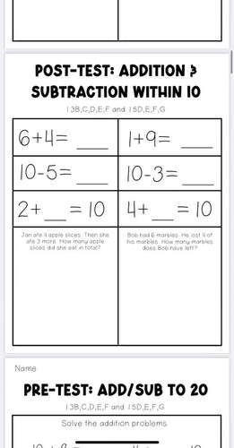 Math Assessments - Full Year Pre & Post Tests for 1st Grade | TPT
