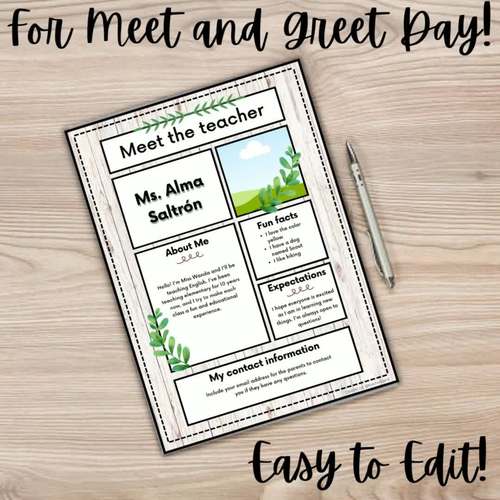 Back to School Meet the Teacher Farm House Theme Template EDITABLE