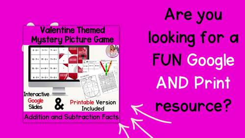 Valentine's Addition and Subtraction Facts Mystery Digital and ...