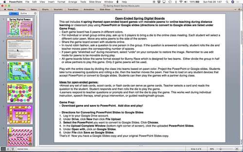 Open Ended Spring Digital Game Boards with Movable Pawns for PowerPoint