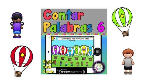 Contar palabras 6 Digital Task Cards | Boom Cards™ - Conciencia fonologica