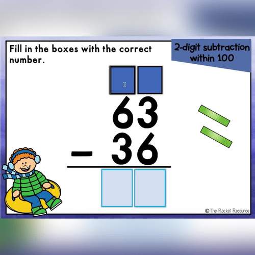 Winter 2 Digit Subtraction with and without regrouping BOOM™ Cards | 2 ...