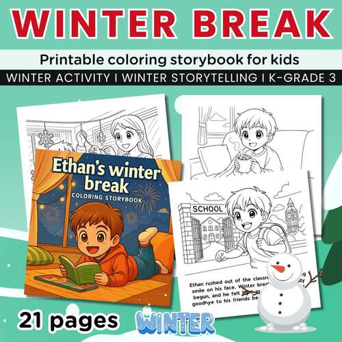Winter Break Coloring Storybook, Fun Winter Storytelling & Creativity ...