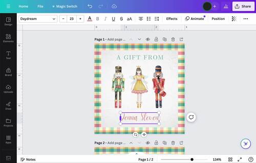 Watercolor Nutcracker Kids Printable Christmas Gift Tag, Kids Gift ...