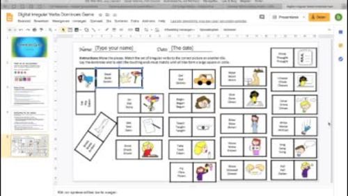 Digital Irregular Verbs Dominoes Game on Google Slides by The ESL Educator