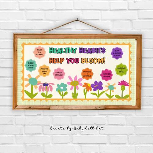 8 Healthy Habits Bulletin Board Kit Spring Classroom Door Decor by ...