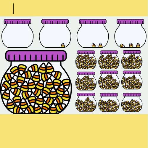 Candy Corn in Jars for Halloween (Counting Candy Corns) - Clipart