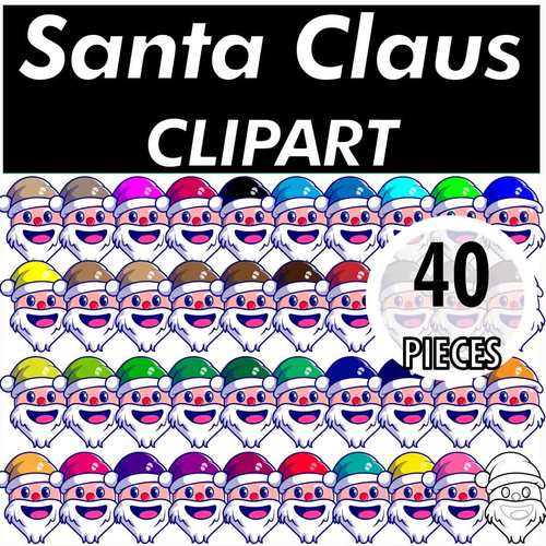 Colourful Santa Claus Rainbow Santa Claus Santa Claus faces Clipart