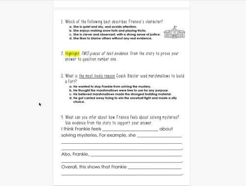 Silly Winter Holiday Reading Activity | 5th & 6th Grade Reading Worksheets
