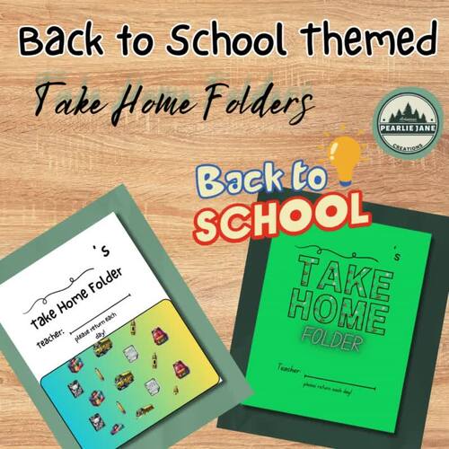 Back to School Themed Take Home Folder Covers – 4 Font Options in 7 Colors
