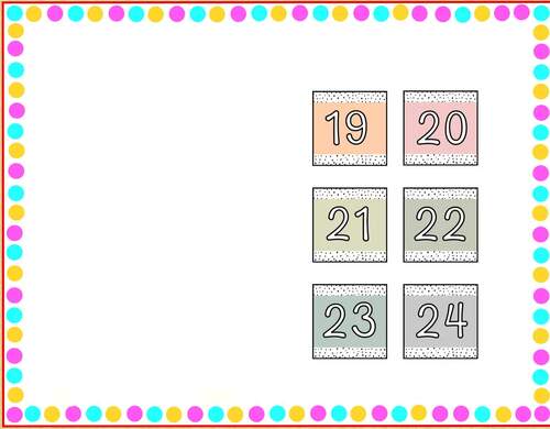 Printable Boho Neutral Spotty Calendar Number Labels, Number Labels 1 to 32